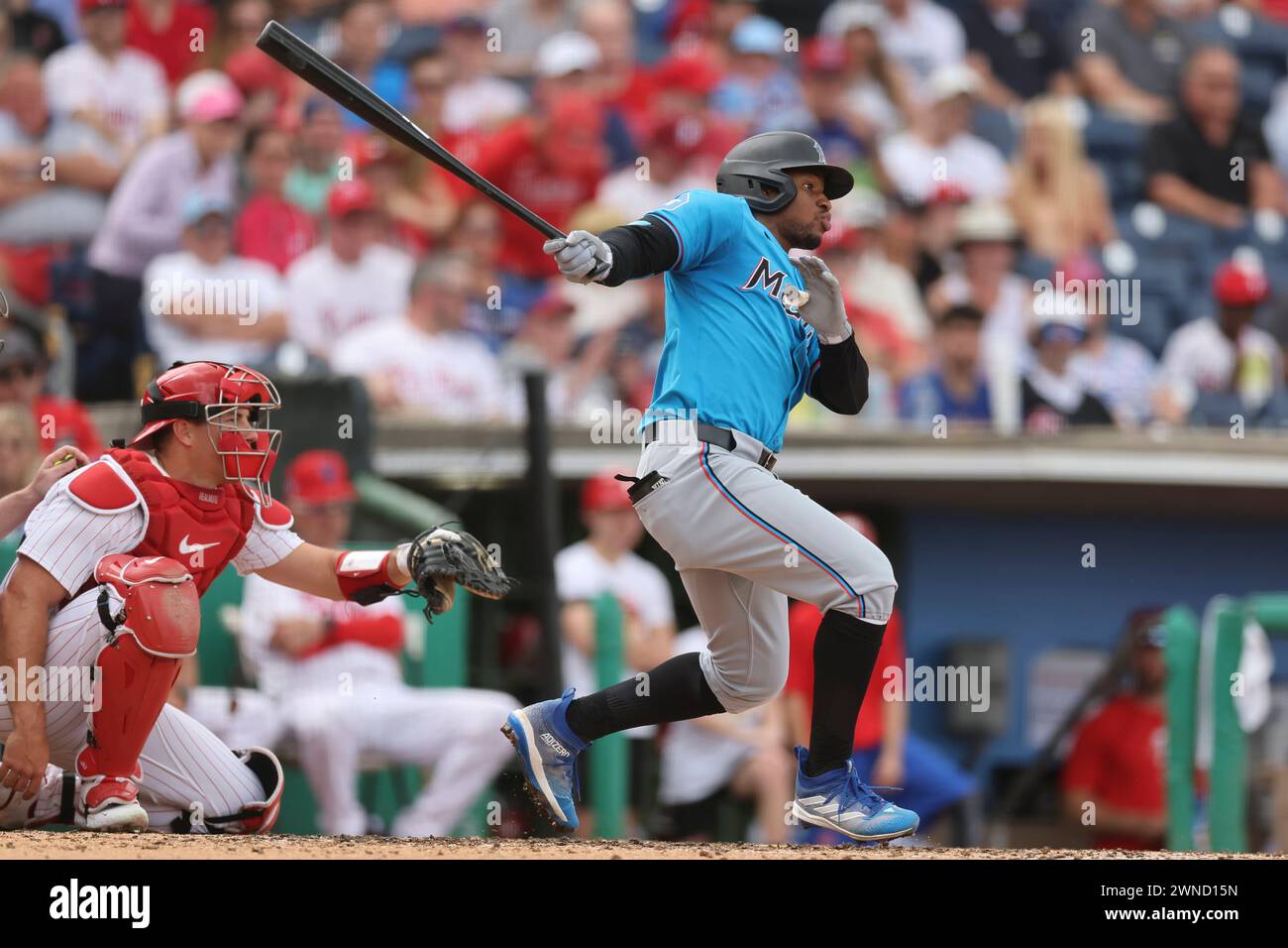 Clearwater, Florida, USA. 1st Mar, 2024. Miami Marlins shortstop Xavier ...