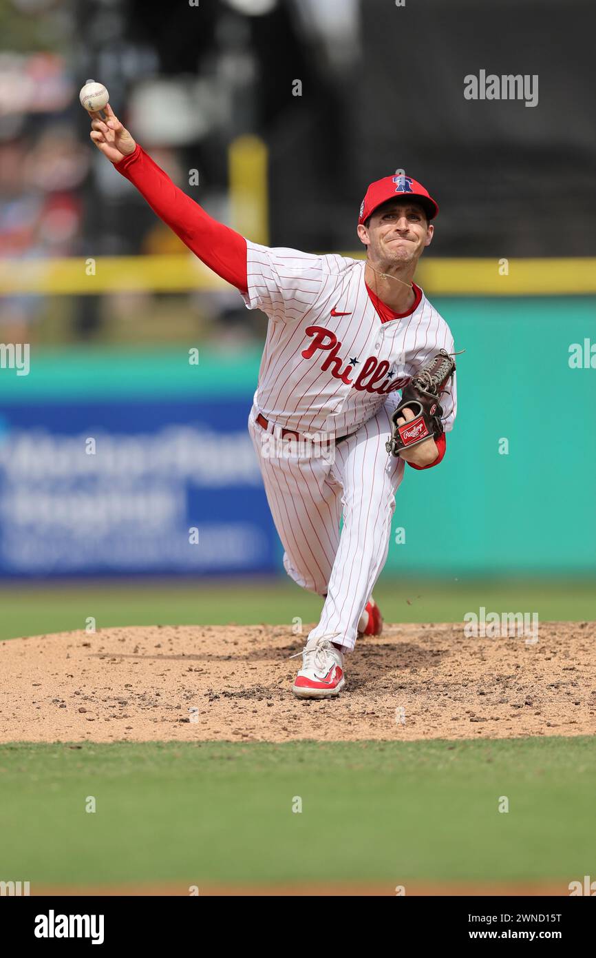 Clearwater, Florida, USA. 1st Mar, 2024. Philadelphia Phillies pitcher ...