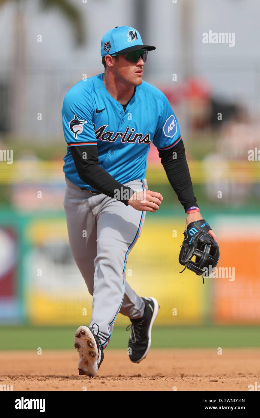 Clearwater, Florida, USA. 1st Mar, 2024. Miami Marlins third baseman ...