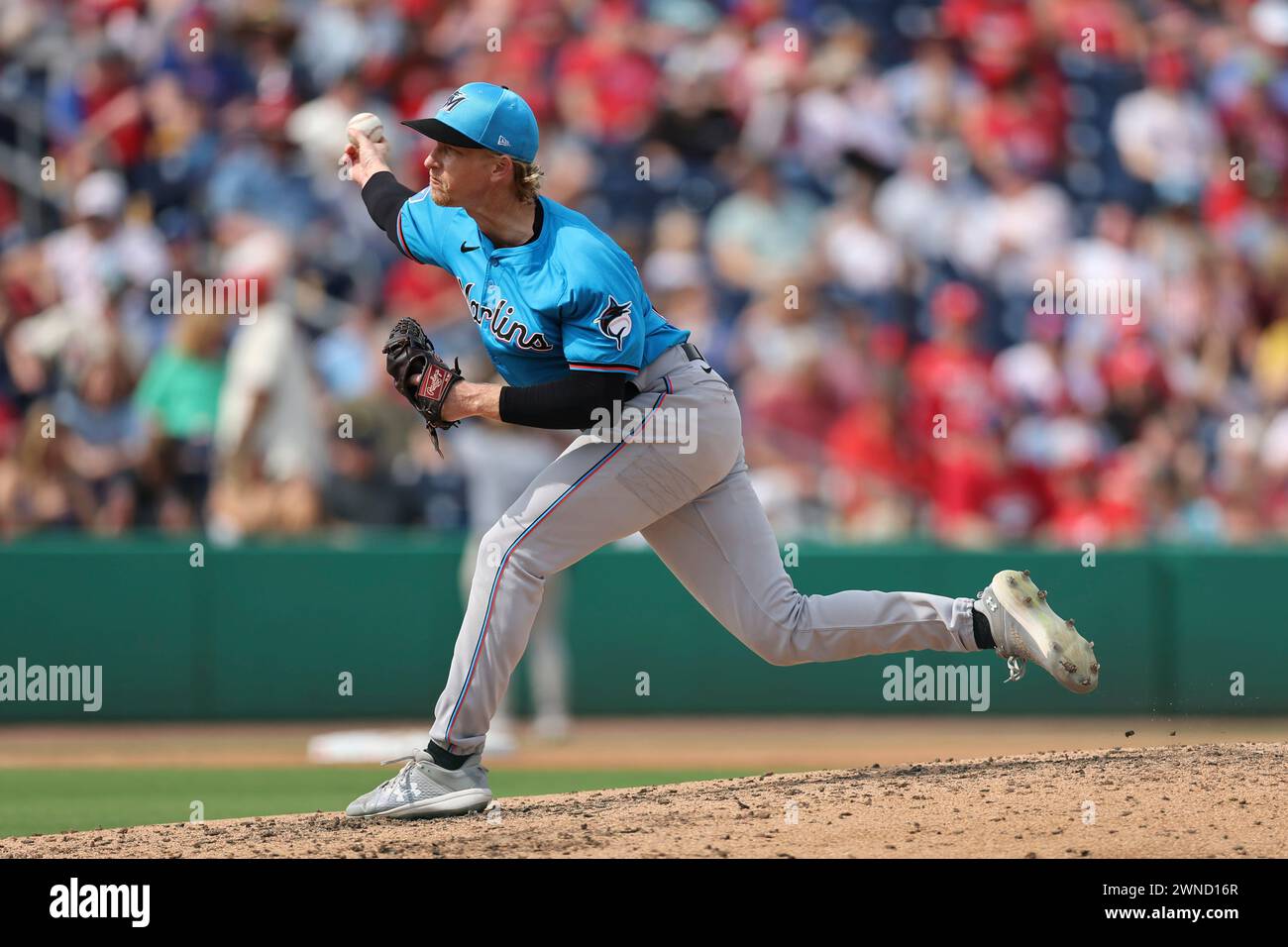 Clearwater, Florida, USA. 1st Mar, 2024. Miami Marlins relief pitcher ...