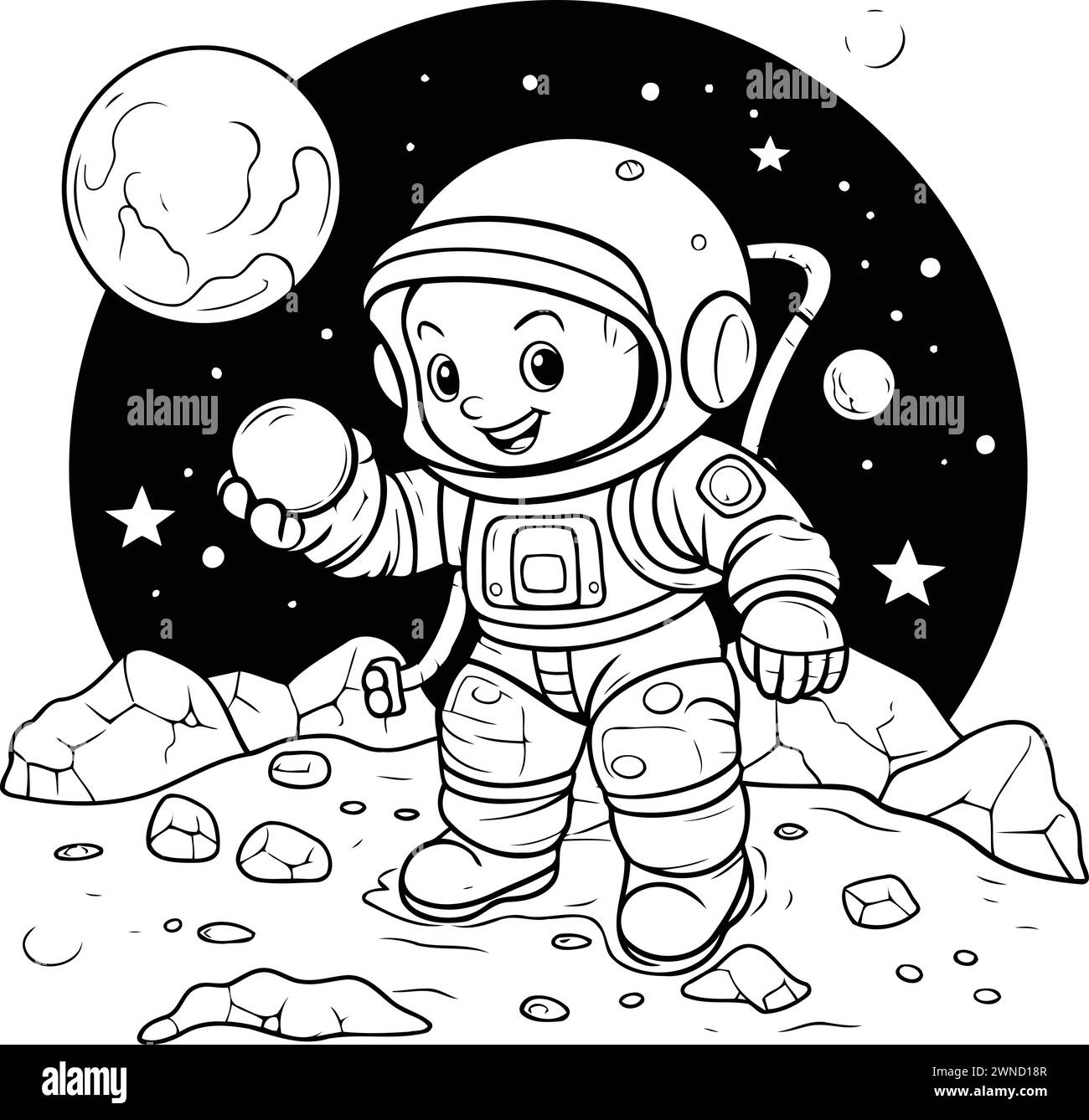 Drawing Of Astronaut On Moon
