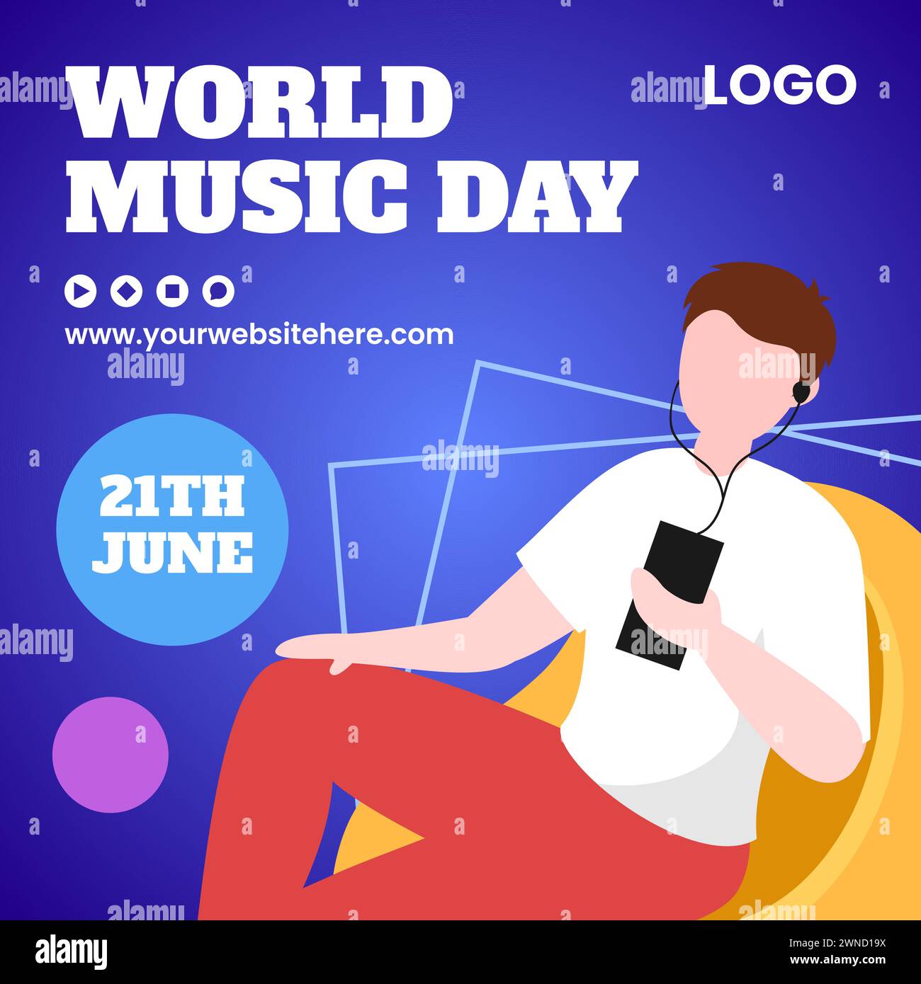 Music Day Social Media Illustration Flat Cartoon Hand Drawn Templates ...
