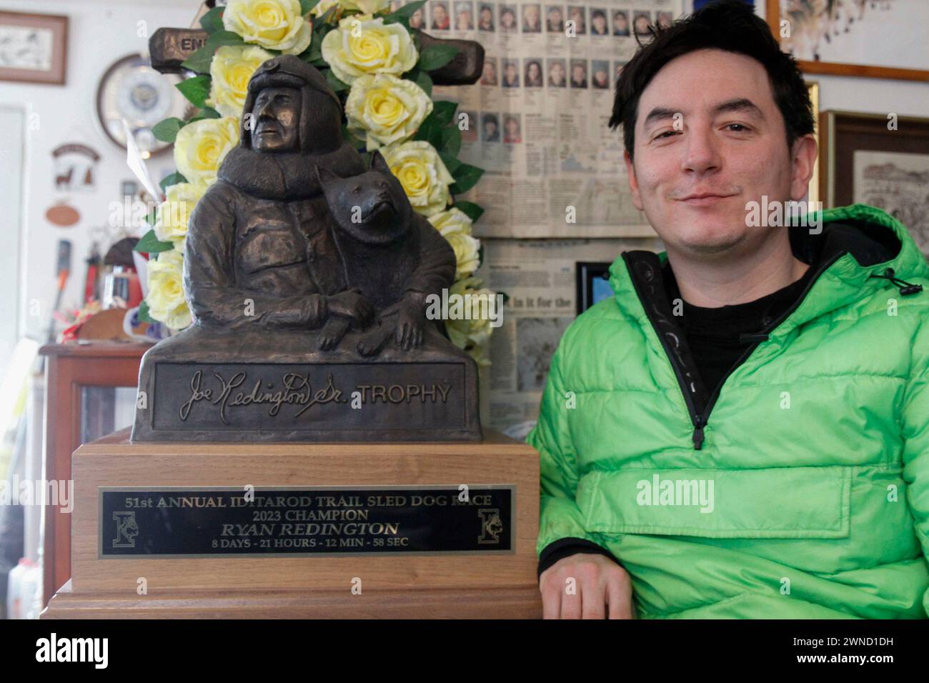 Ryan Redington, the 2023 Iditarod Trail Sled Dog champion, poses with ...