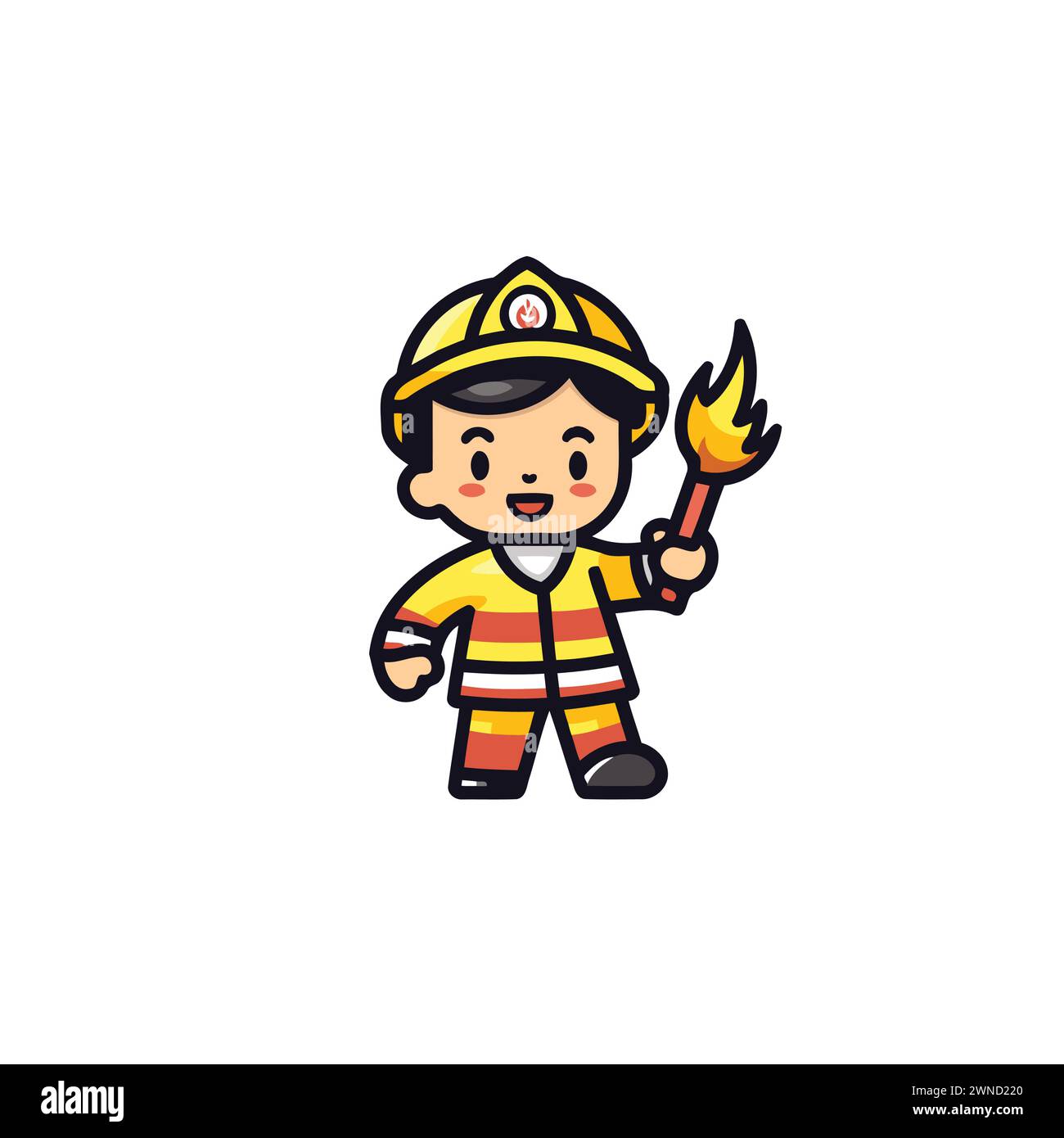 Firefighter cartoon character design. Emergency rescue save department ...