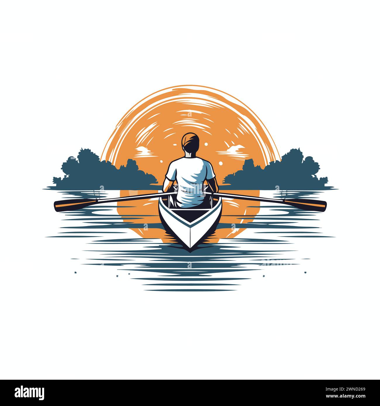Man rowing boat lake Stock Vector Images - Alamy