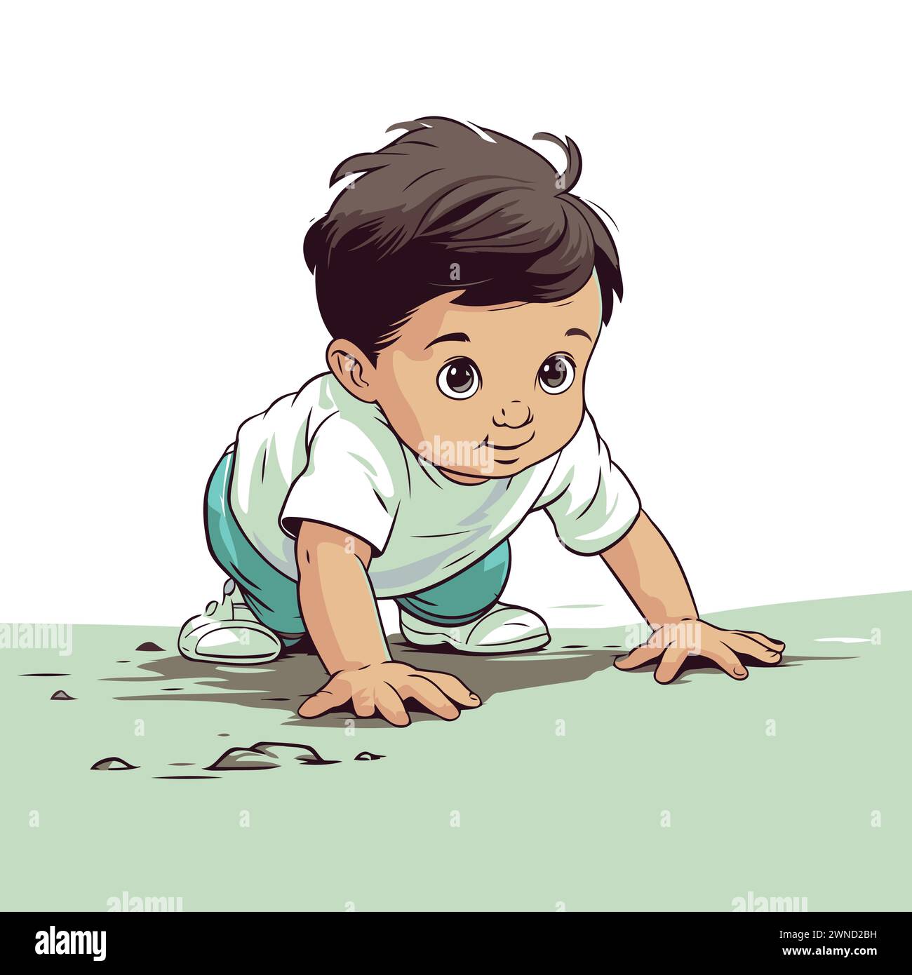 Baby boy crawling cartoon hi-res stock photography and images - Alamy