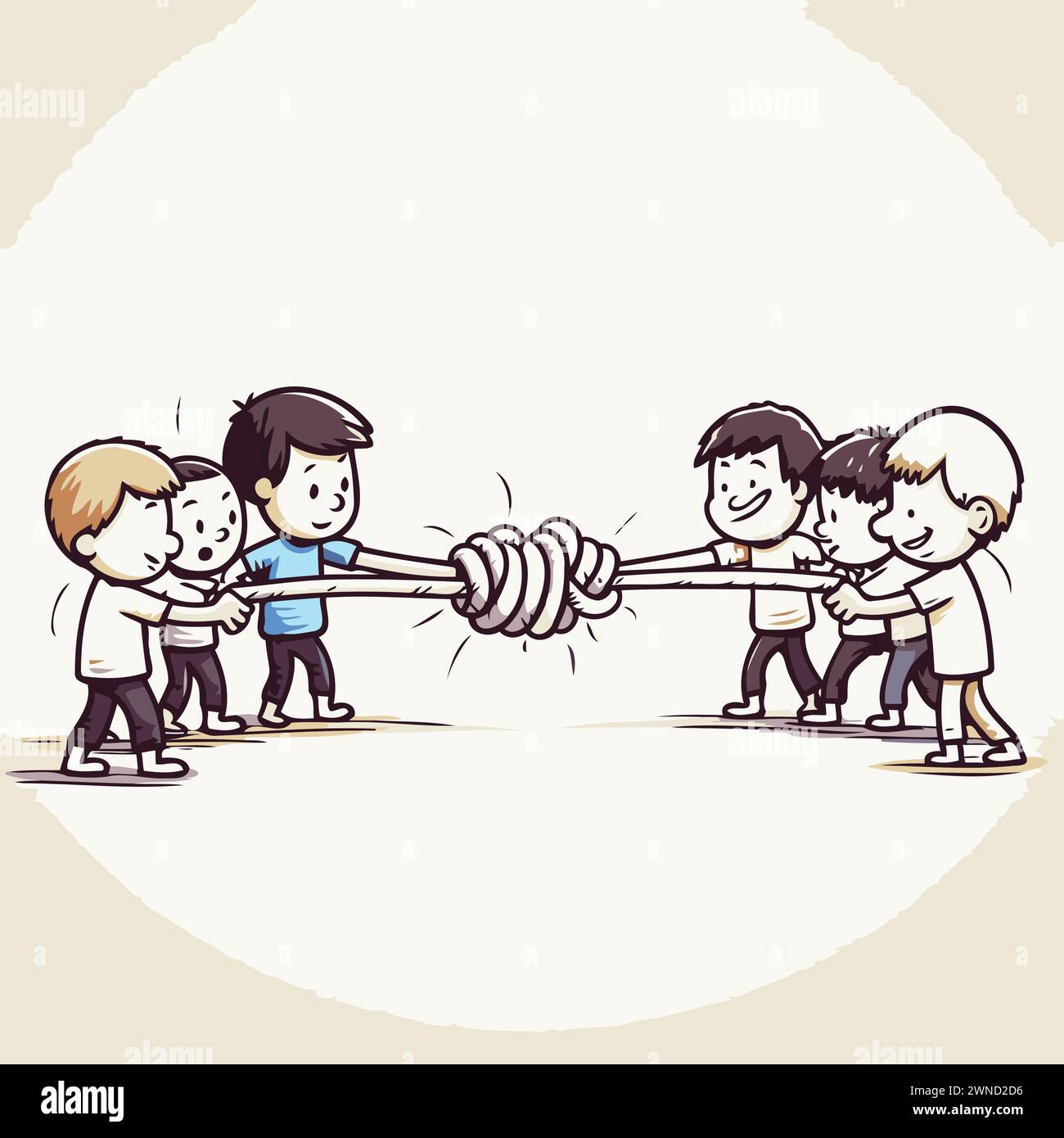 Children playing tug-of-war. cartoon vector illustration on white ...