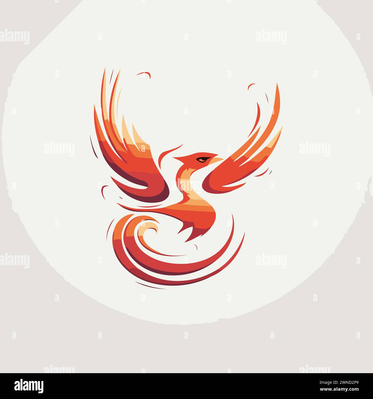 Vector illustration of a flying red bird. Bird icon isolated on white ...