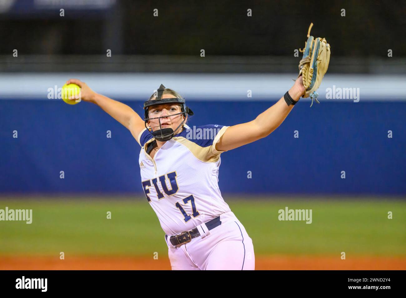 FIU pitcher Brooke McNichols throws the ball from the mound during an NCAA softball game against ...