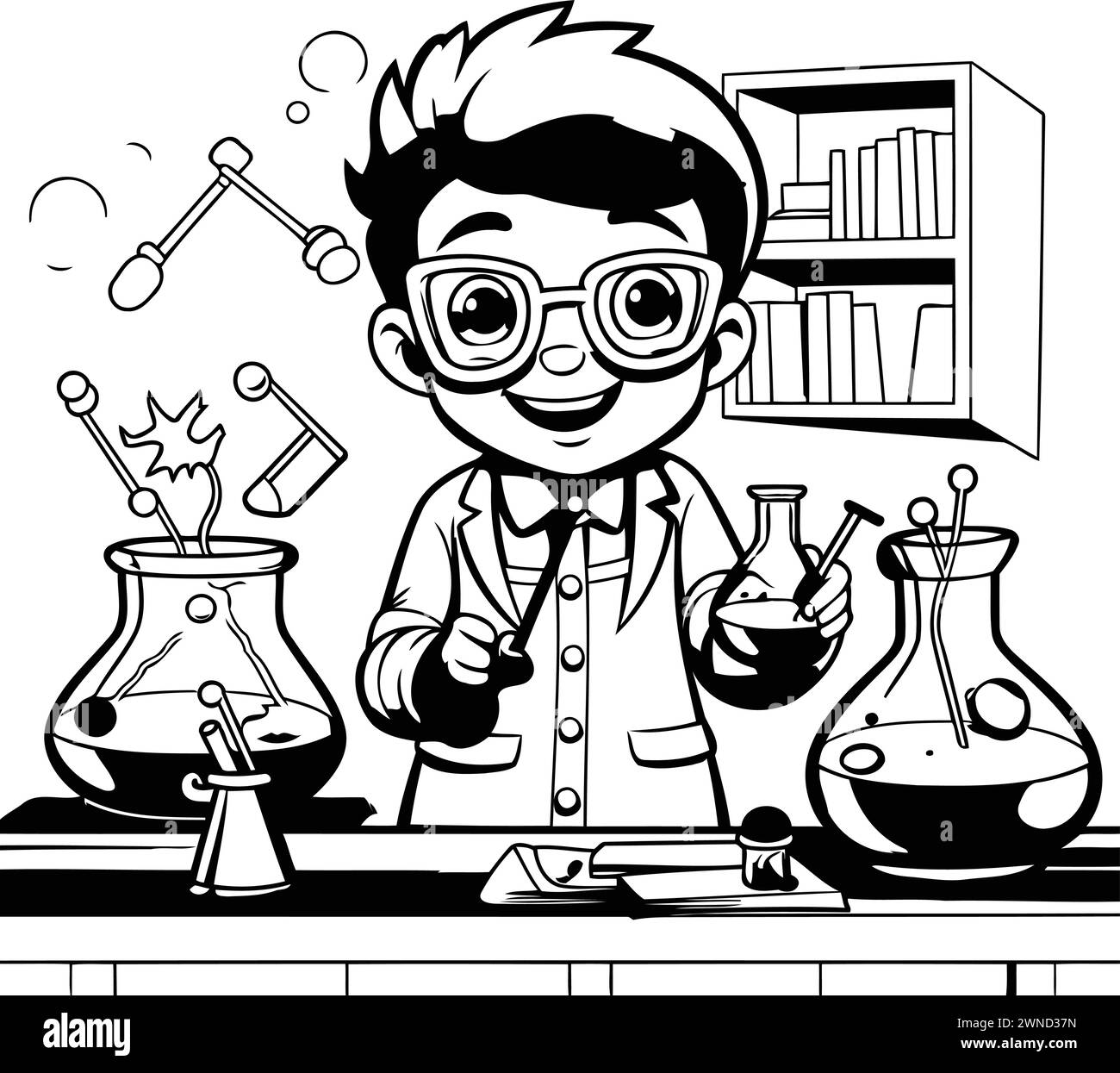 Laboratory flask vector vectors Black and White Stock Photos & Images ...
