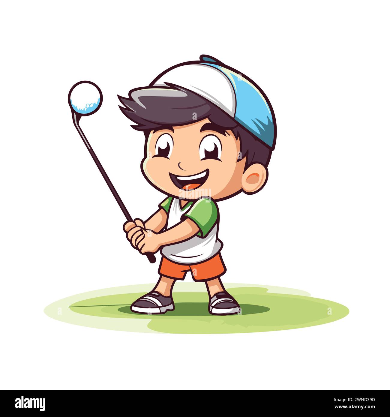 Illustration cartoon golf ball on Cut Out Stock Images & Pictures - Alamy