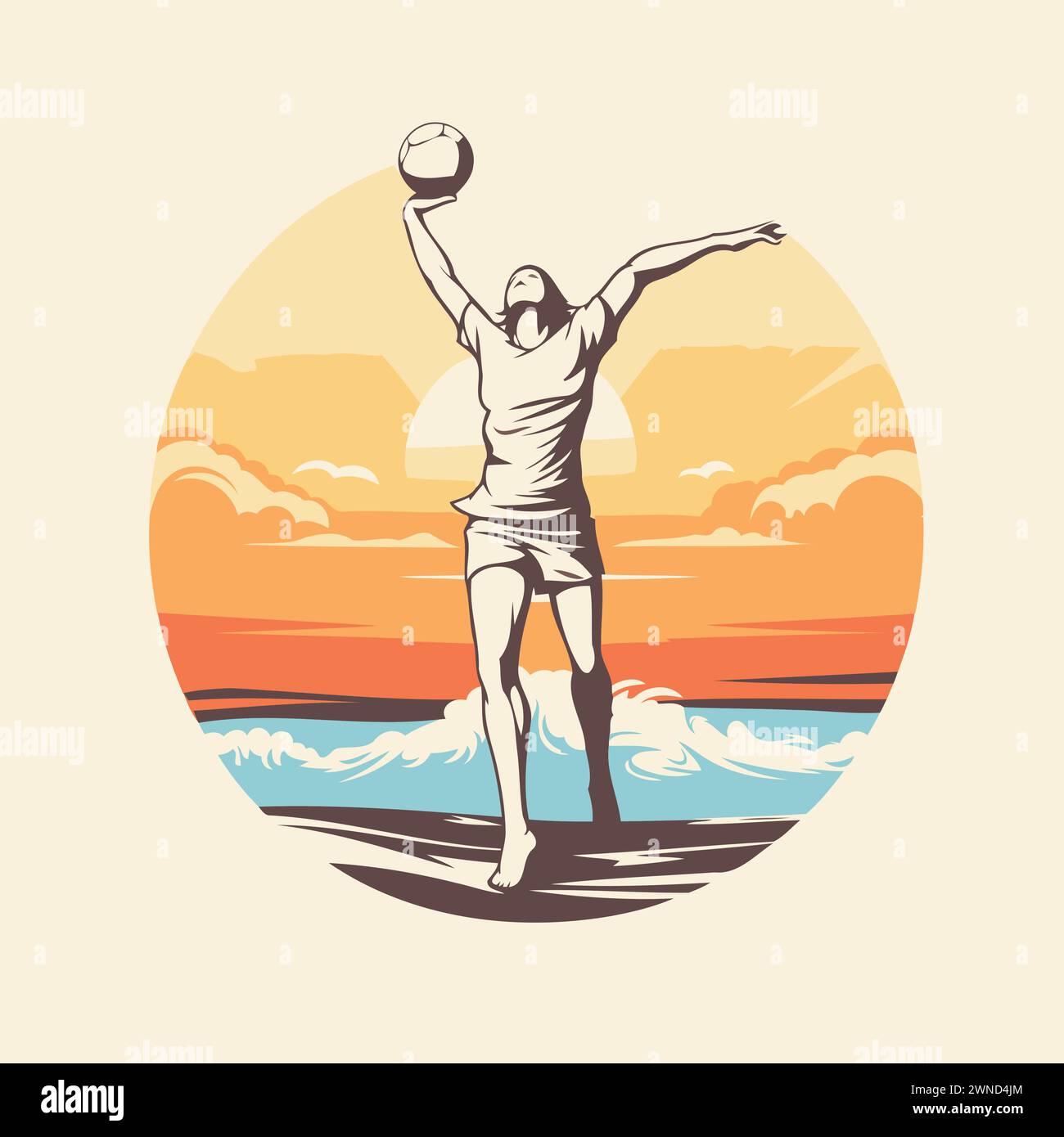 Sunset beach volleyball Stock Vector Images - Alamy