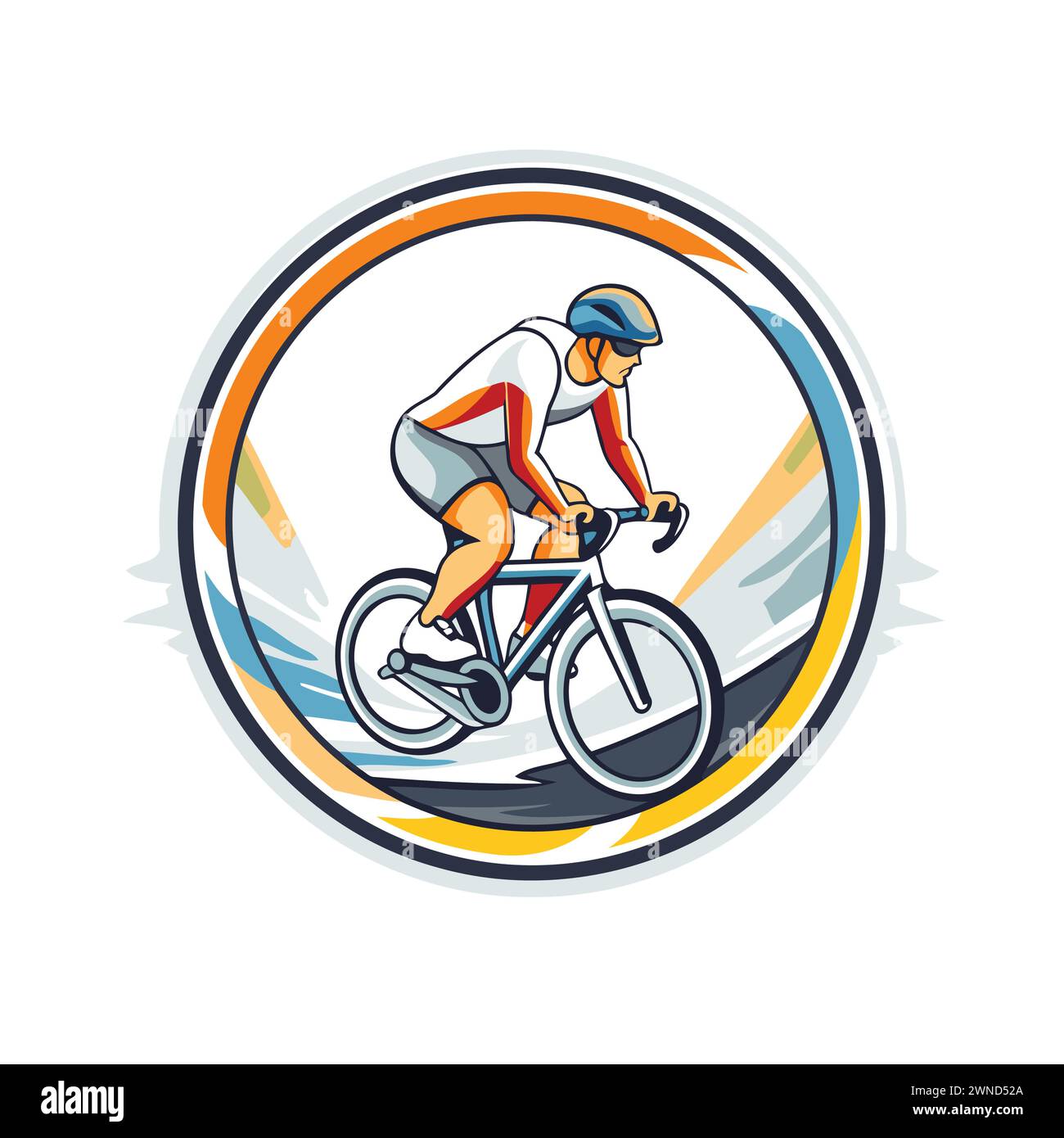 Cyclist icon. Vector illustration of a cyclist riding a bicycle viewed ...