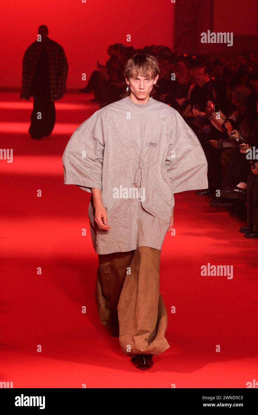 A model walks the runway during the Vetements Womenswear Fall/Winter ...