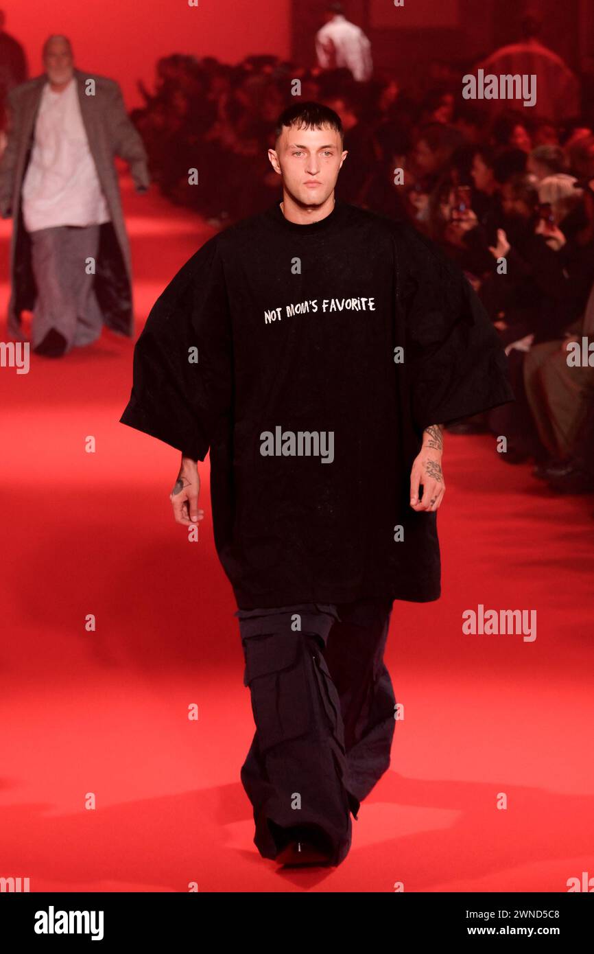 A model walks the runway during the Vetements Womenswear Fall/Winter ...