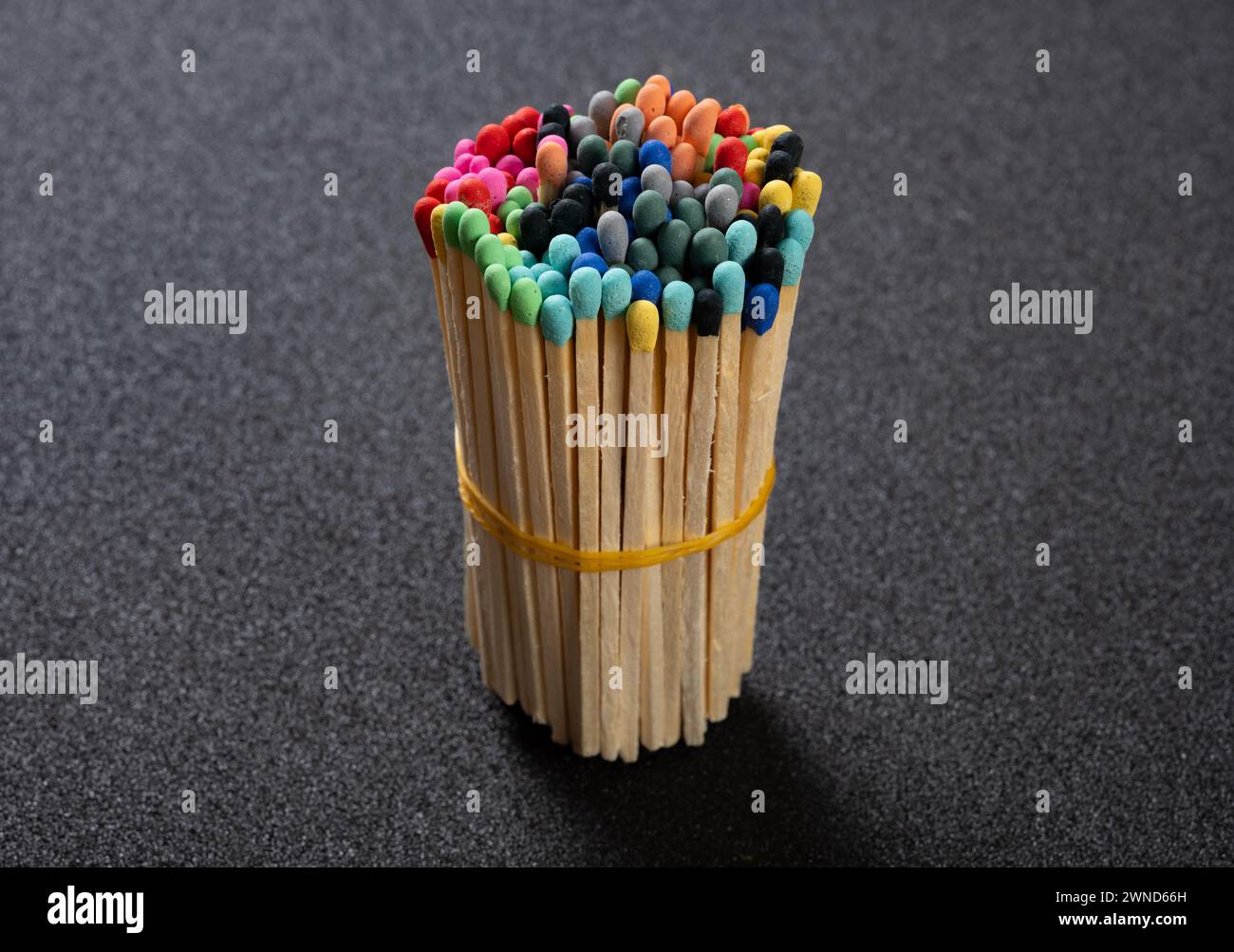 angle view bunch of colorful matchsticks at horizontal composition ...