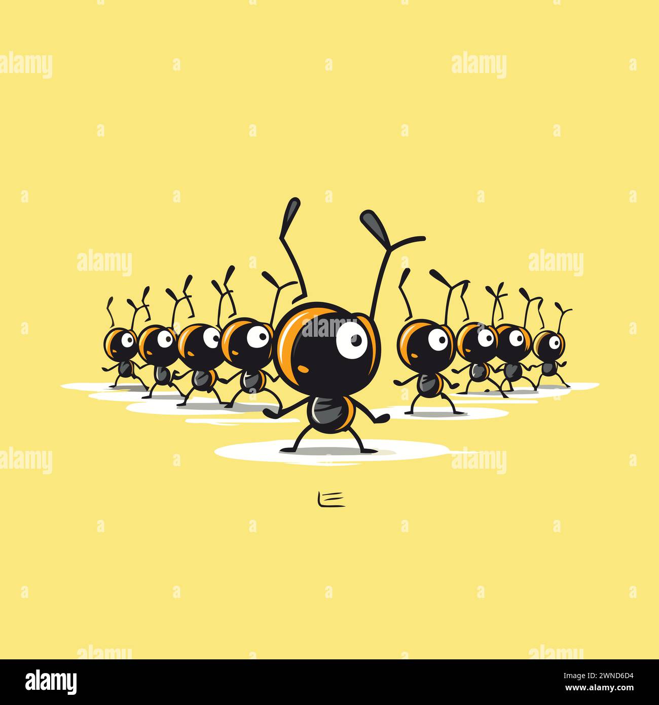 Cartoon Ants on a yellow background. Vector Illustration Stock Vector ...