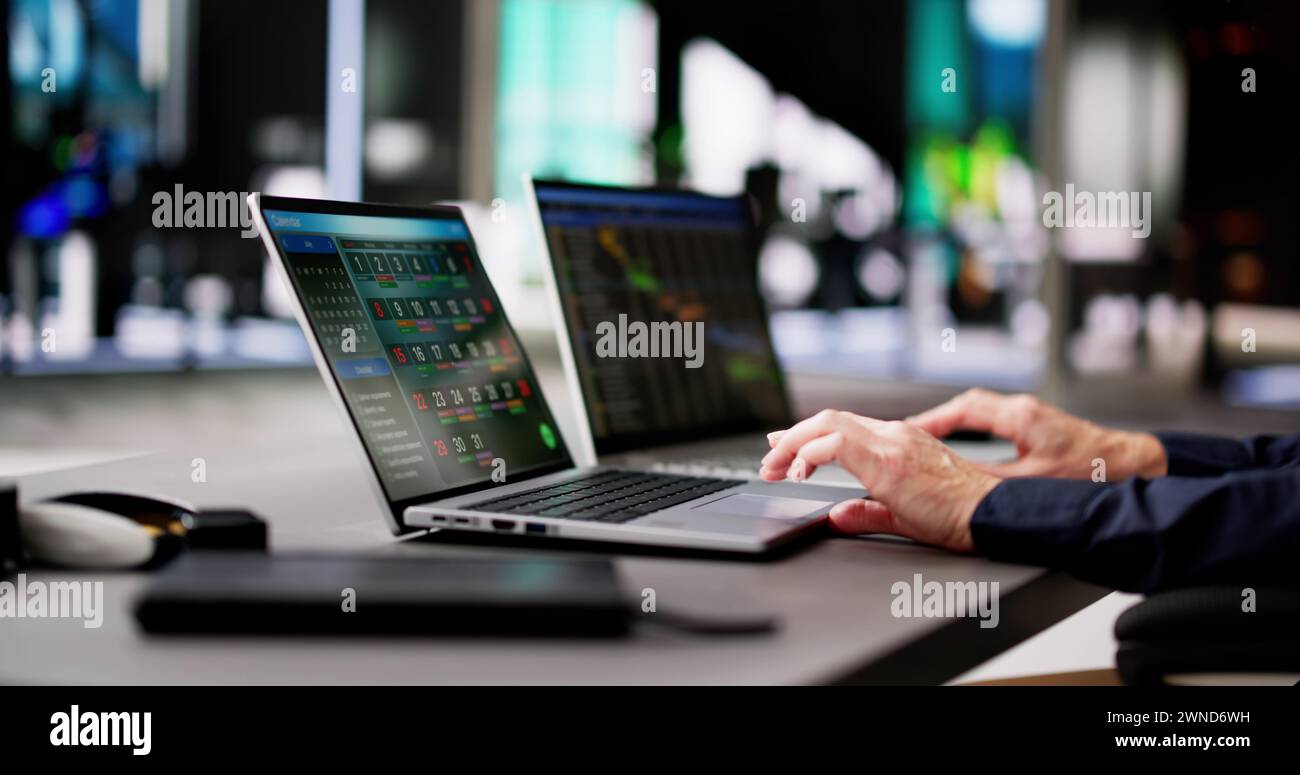 Employees Staff Schedule And Time Reports On Computer In Cloud Stock ...
