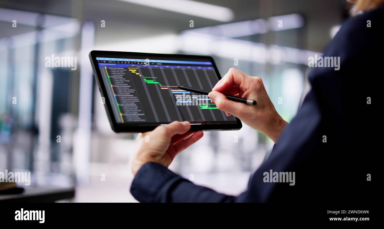 Business Agenda Schedule And Gantt Chart On Tablet Computer Stock Photo ...