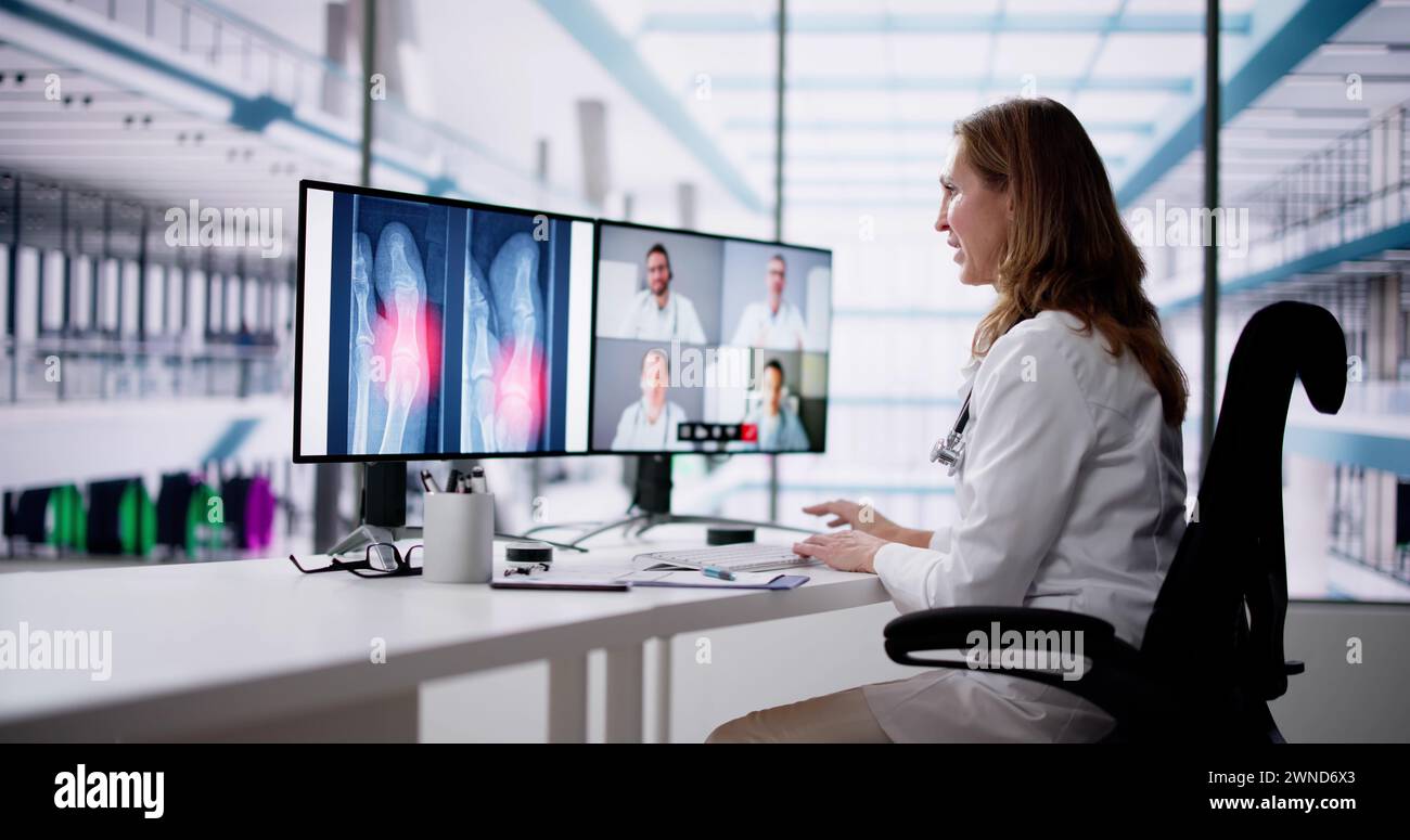 Medical Doctor Video Conference Technology And Online Elearning Stock ...