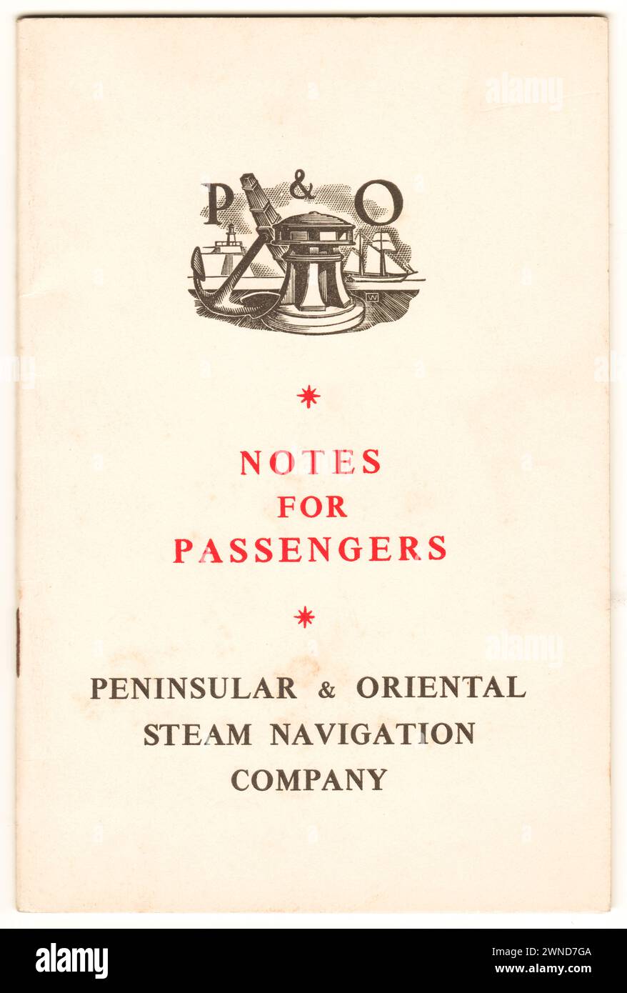 Vintage P&O Peninsular & Oriental Steam Navigation Company "Notes For ...