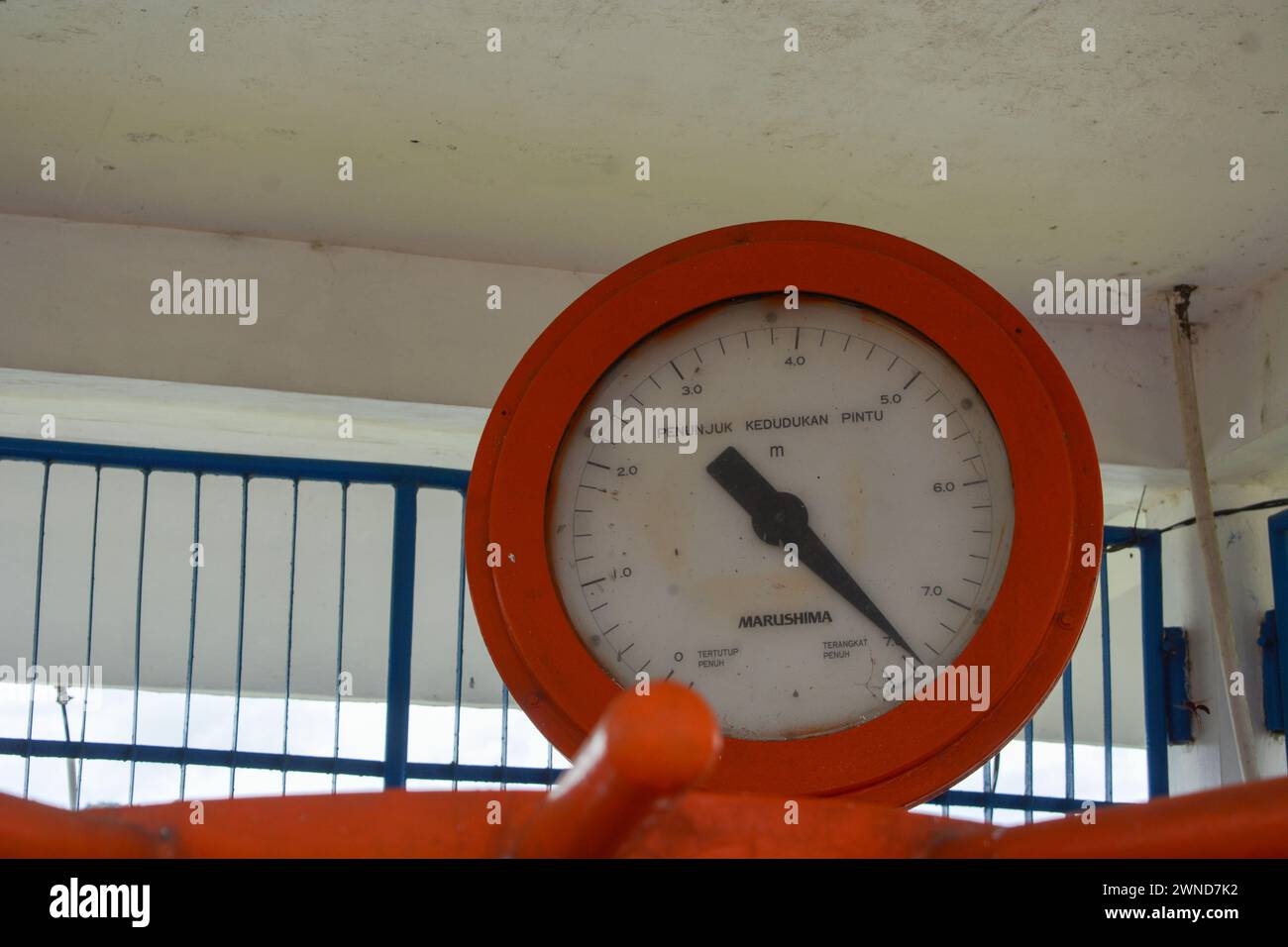 June 3, 2023, Photo of a tool for measuring water discharge (Current ...