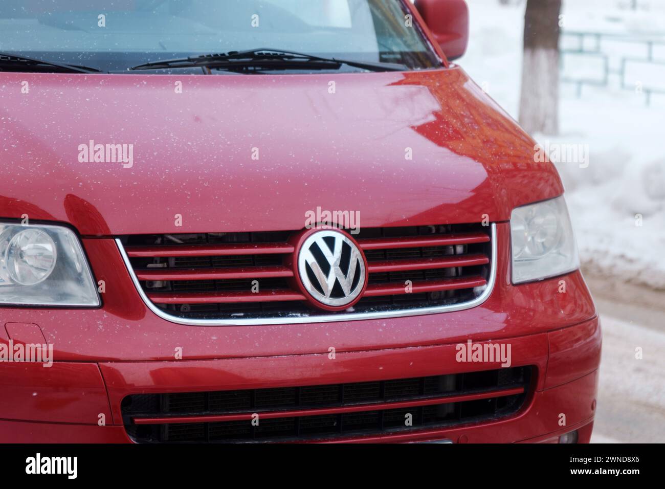 Tyumen, Russia-January 25, 2024: Winter Touch on Parked logo Volkswagen ...