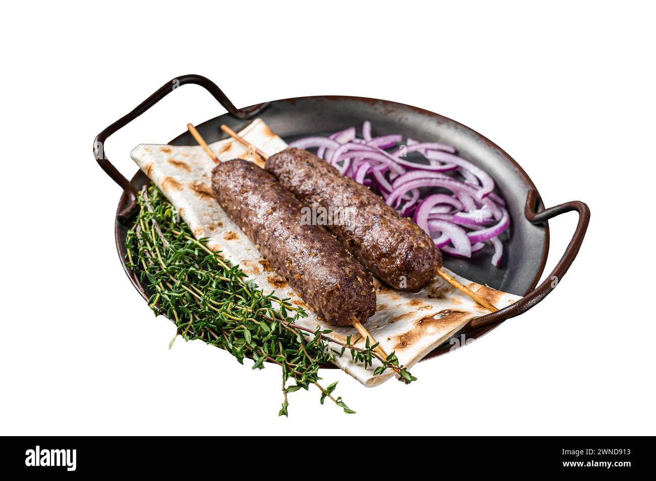 Turkish Adana Kebab from mince lamb beef meat on Skewer with flatbread ...
