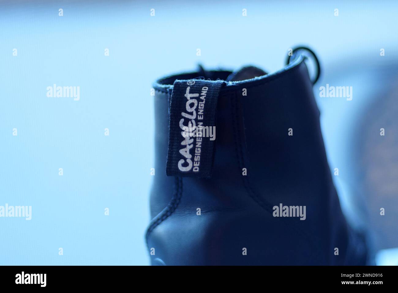 Shoe featuring a prominent Camelot logo label. The shoe is the central ...