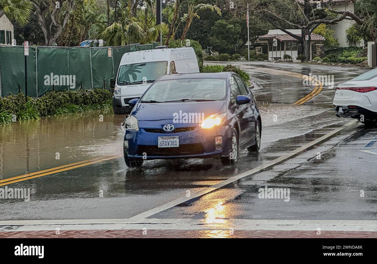 Santa Barbara, California, U.S.A. 1st Mar, 2024. A blue car with one ...
