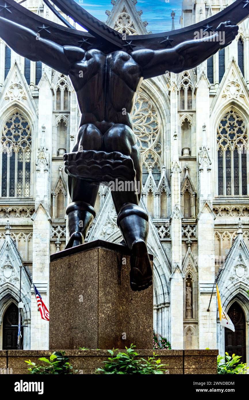 The giant Atlas is a bronze statue in front of the neo-Gothic decorated ...