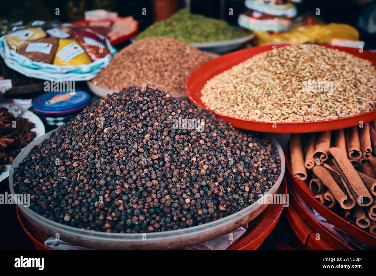 Peppercorn, cinnamon, sesame and other spices Stock Photo - Alamy