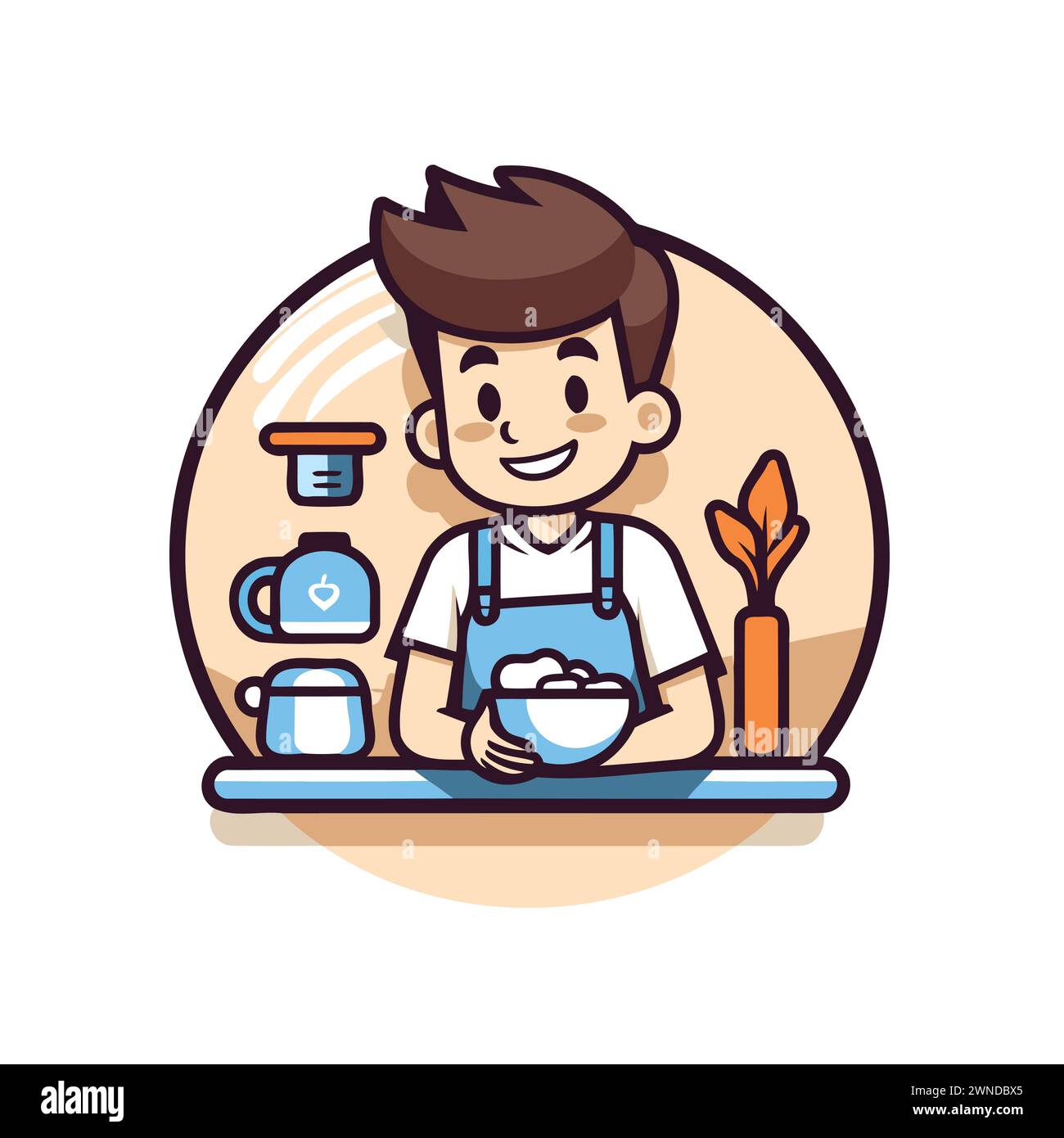 Boy preparing breakfast Stock Vector Images - Alamy