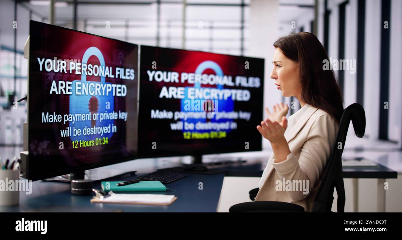 Ransomware Malware Cyber Attack On Business Computer Stock Photo - Alamy