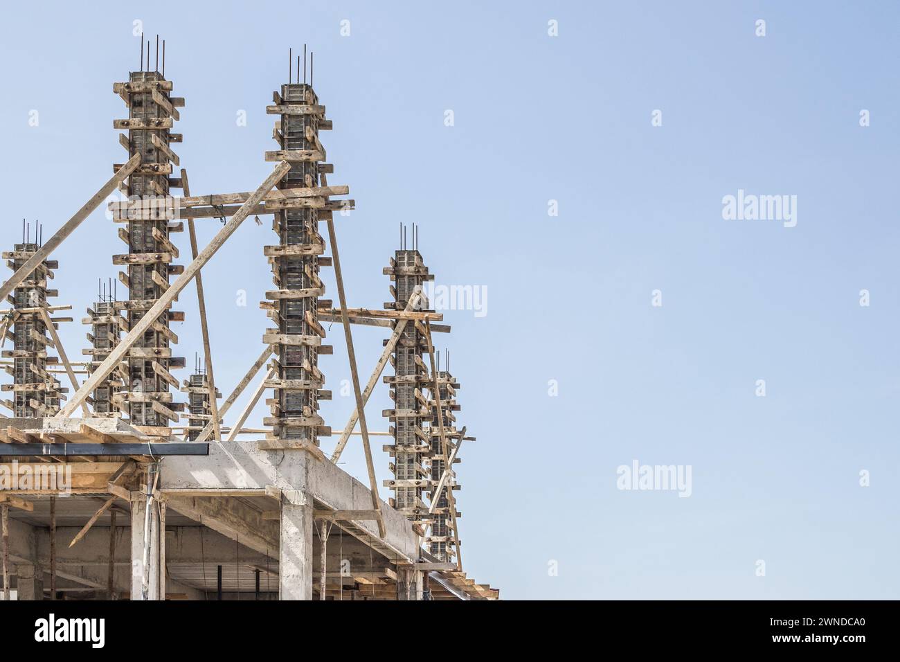 installation of cement formwork frames to new house construction at ...