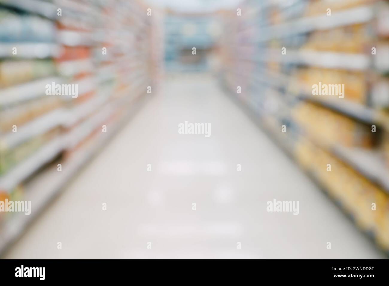 Abstract supermarket aisle shelves blurred background Stock Photo - Alamy