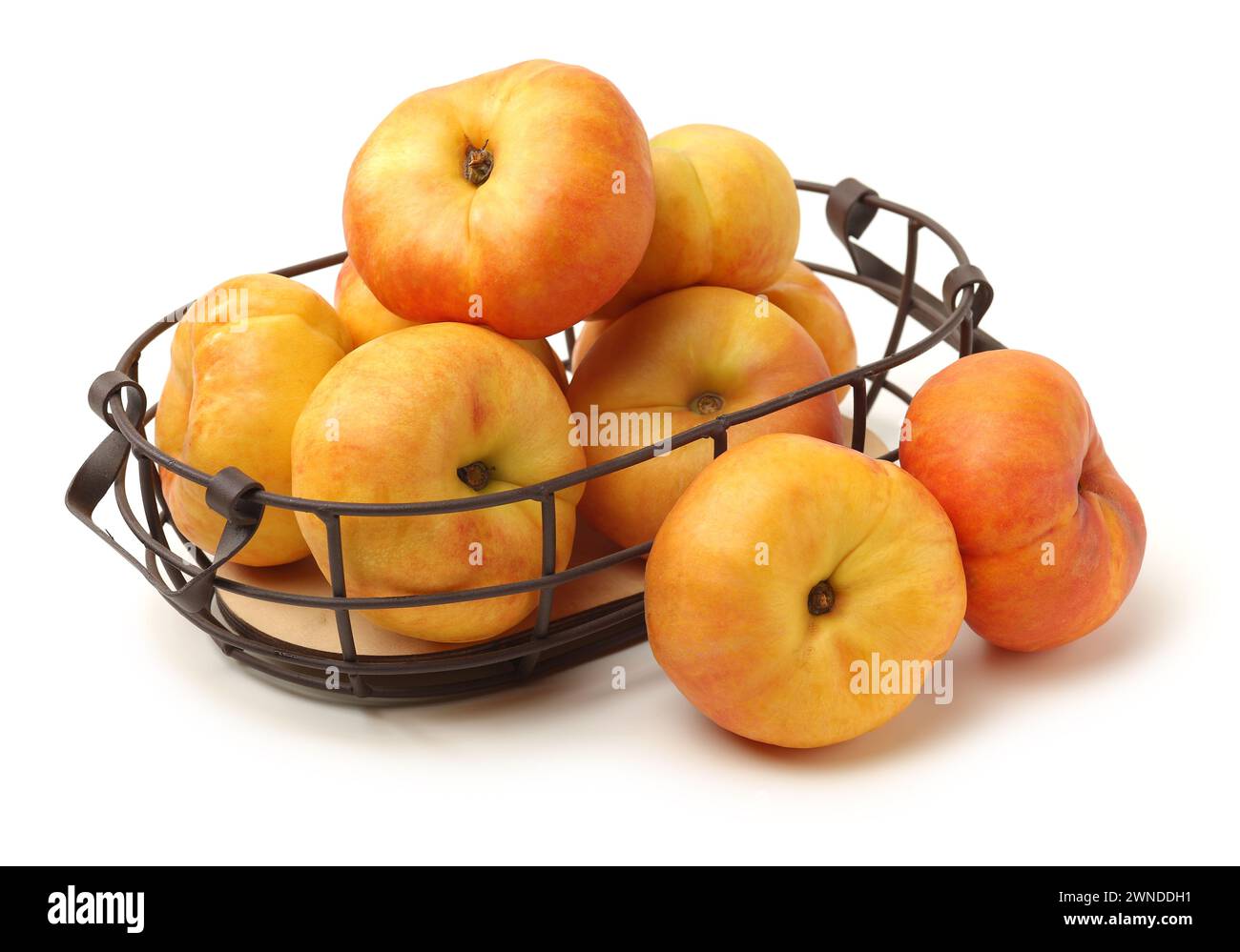 chinese flat peaches on white background Stock Photo - Alamy