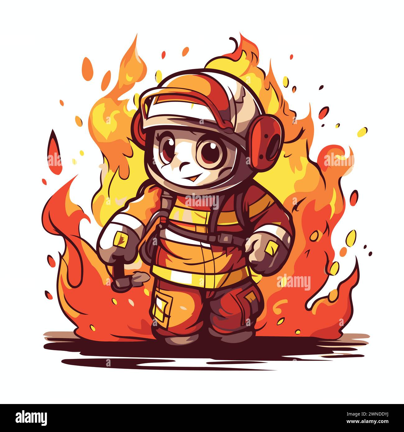 Cartoon fire fighter with fire Stock Vector Images - Alamy