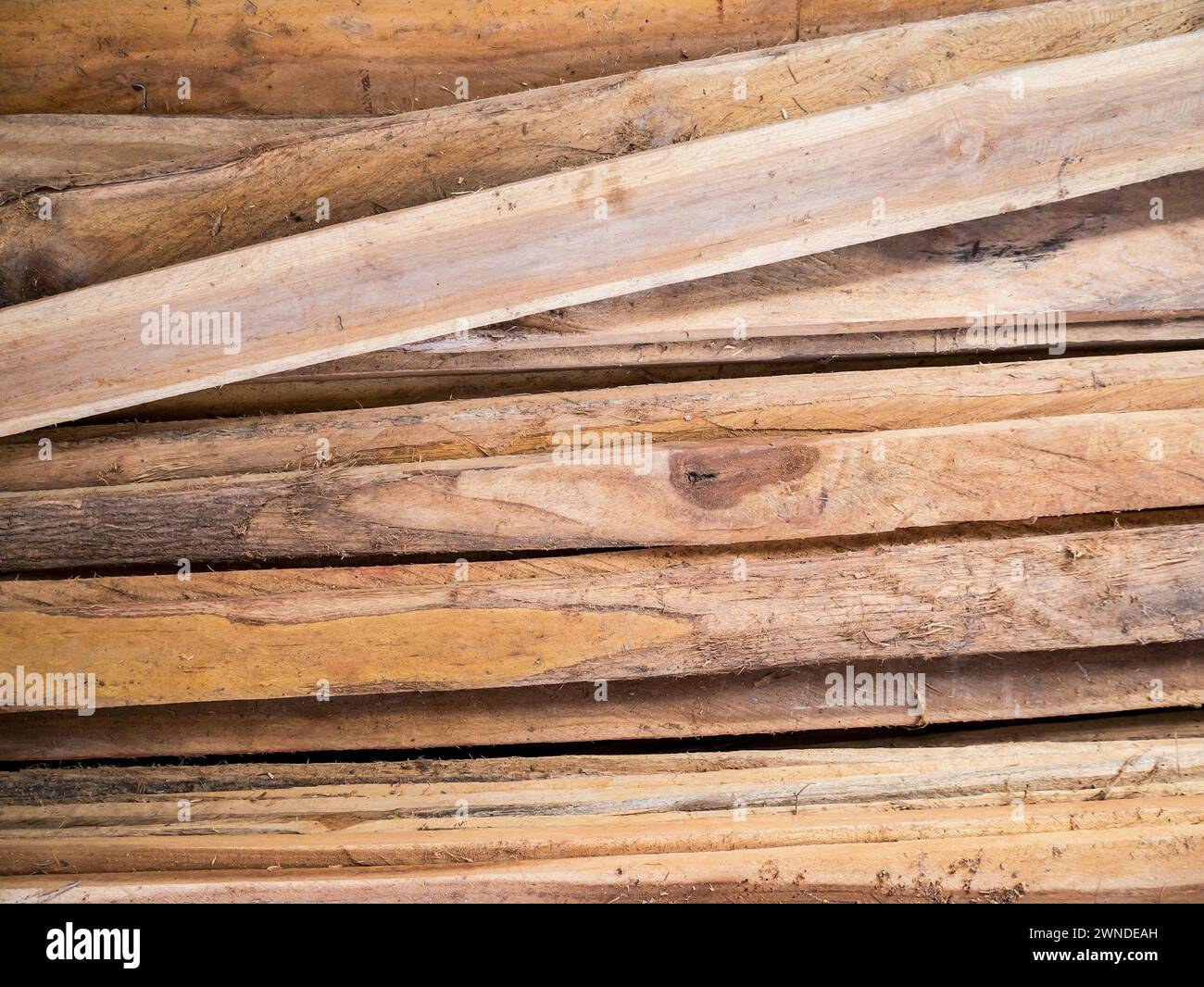 Stack of teak wood plank background Stock Photo - Alamy