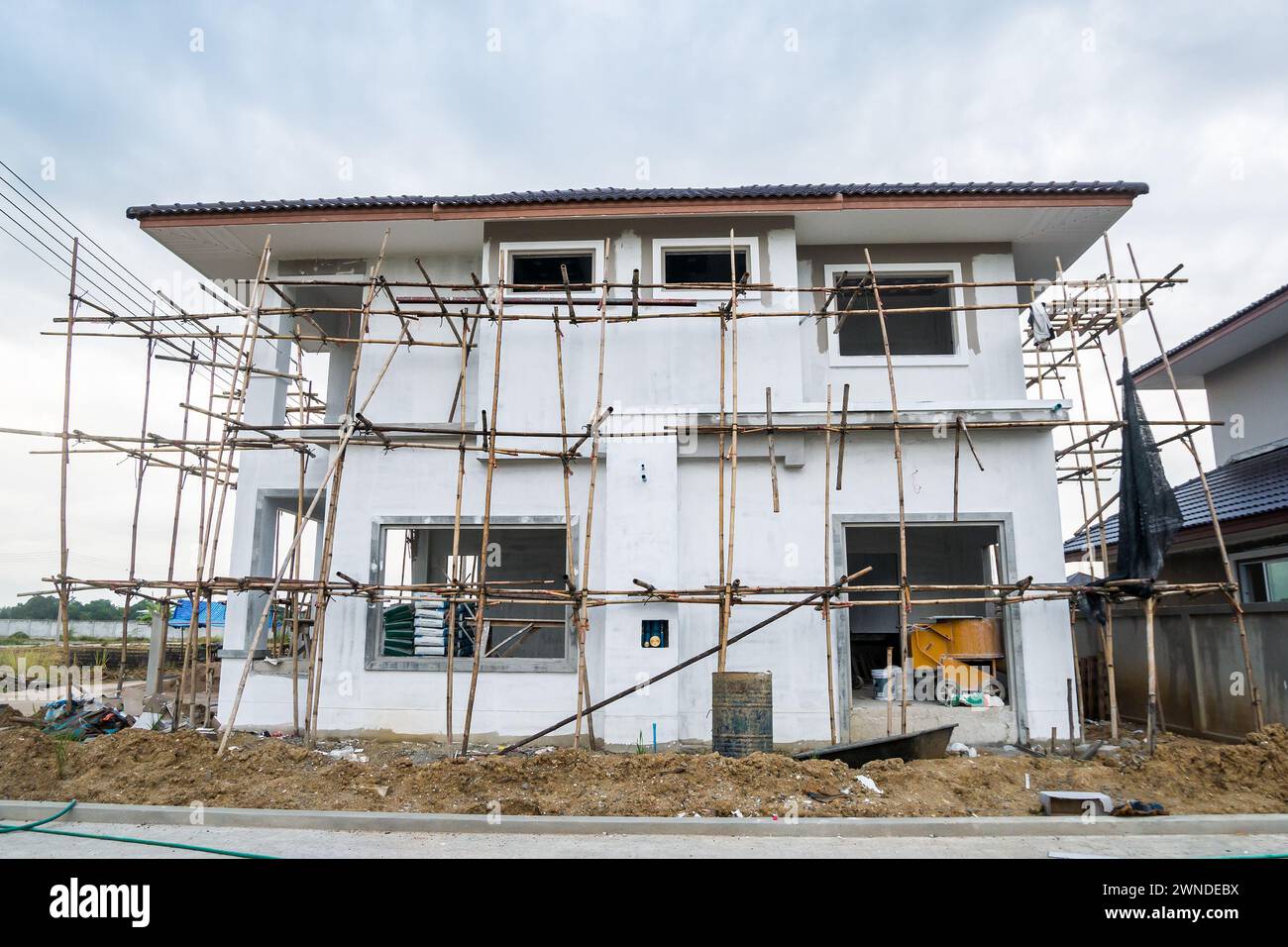 construction residential new house in progress at building site Stock ...