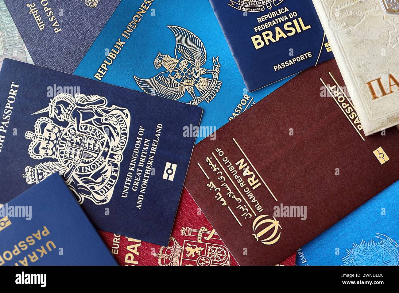 Many various passports of citizens of different countries and regions ...