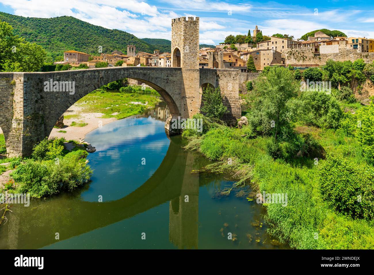 Beautiful views of the stunning city of Besalu, in Catalonia, Spain ...