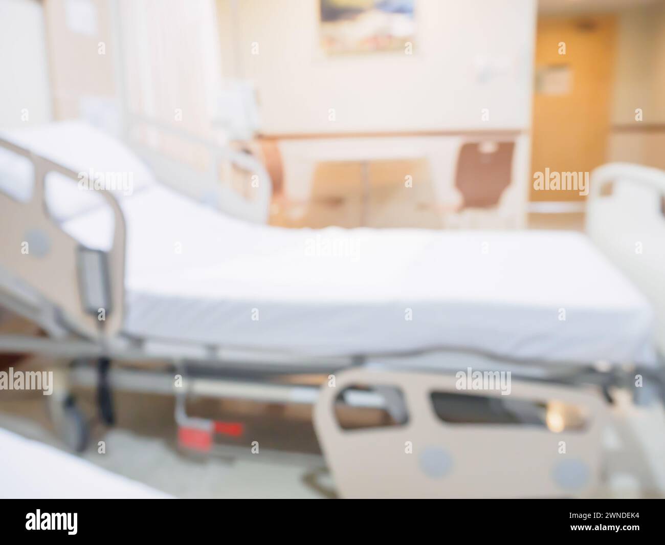 Abstract blur Hospital Room interior with medical bed for background ...