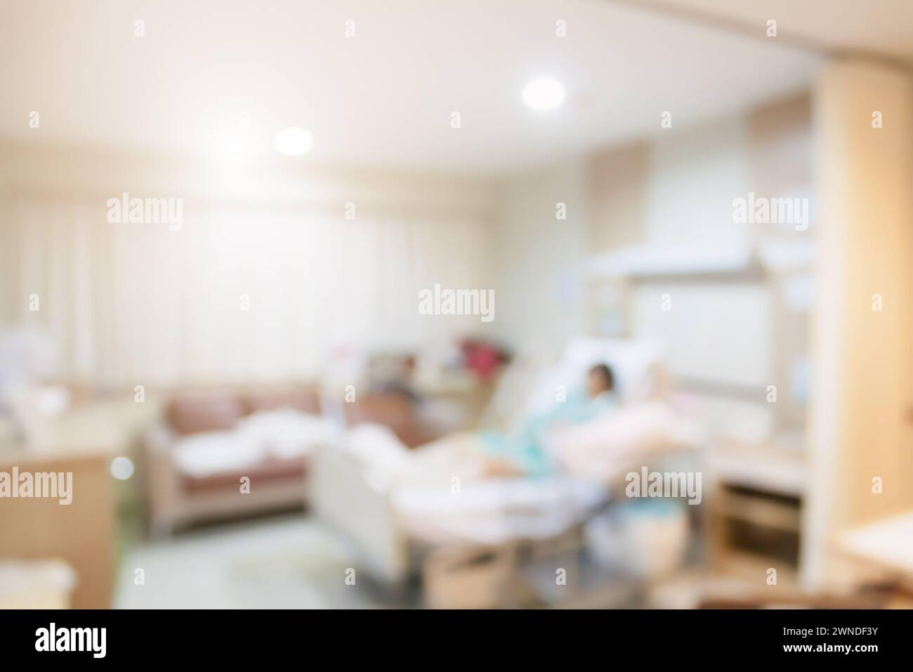 Abstract hospital room interior with bed blur background Stock Photo ...