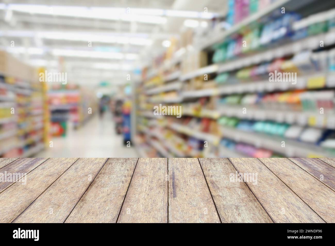 Wood floor and Supermarket blur background, Product display, template ...