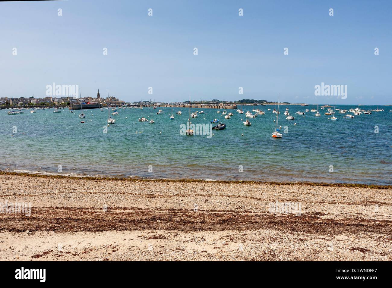 The Old Port of Roscoff, Finistère, Brittany, France, with moored ...