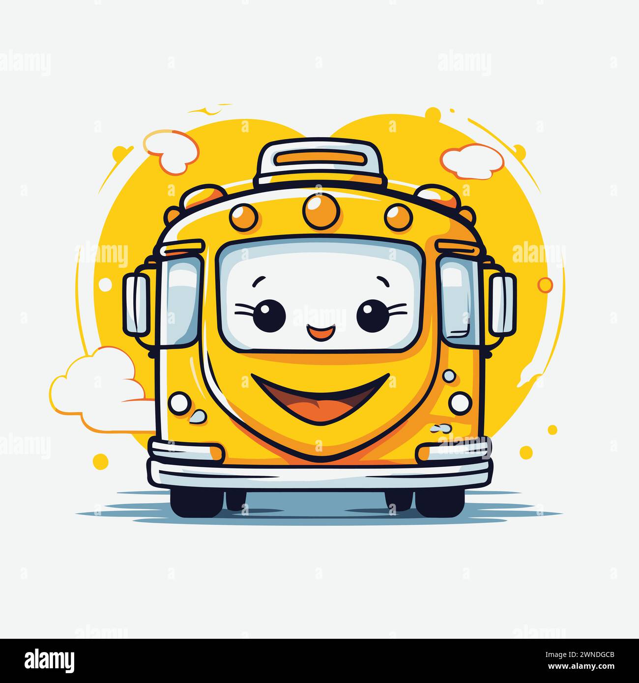Cute school bus cartoon character. Vector flat design illustration ...