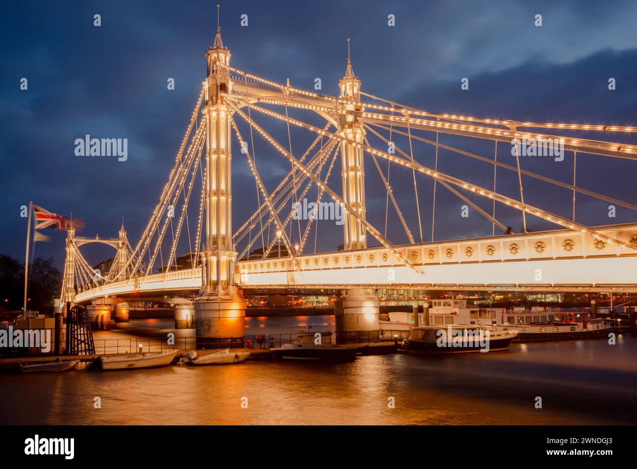 Albert Bridge is a road bridge over the River Thames connecting Chelsea ...
