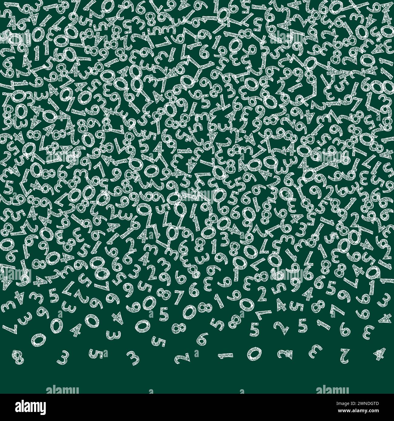 Falling handdrawn chalk numbers. Math study concept with flying digits ...