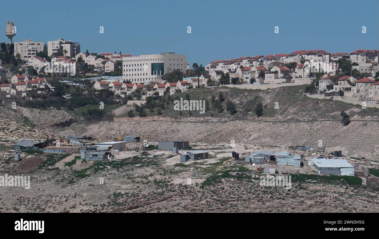 A Bedouin encampment in a wadi near the Israeli settlement of Ma'ale ...